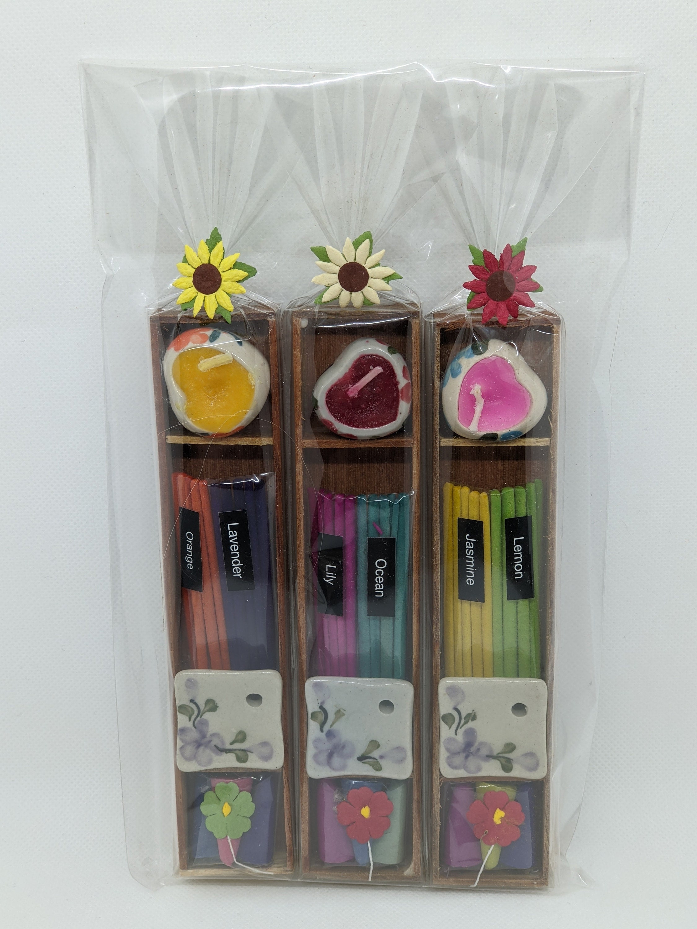 Incense set in wooden tray 3.5x17cm choice of three options | Etsy