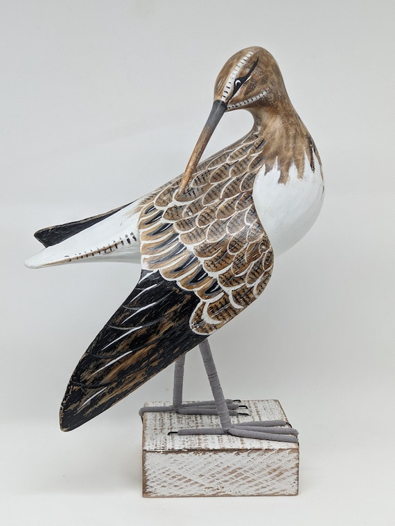 Painted Sandpiper Preening Wood Carving | Etsy