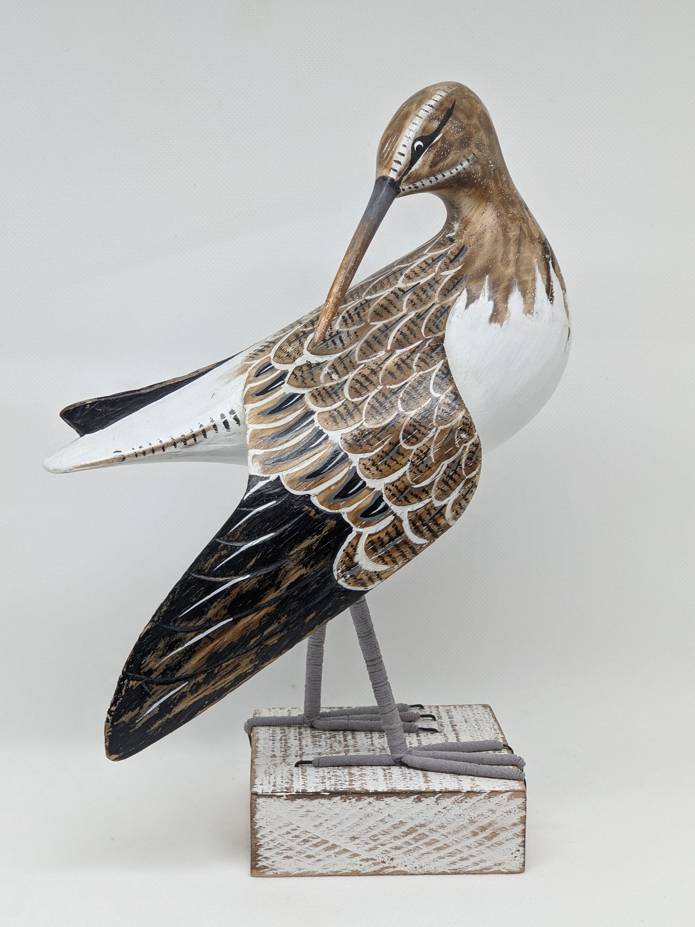 Painted Sandpiper Preening Wood Carving | Etsy