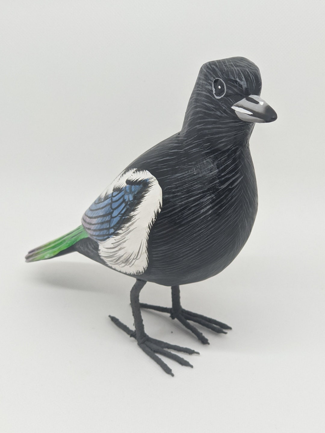 Magpie Painted Wooden Carving - Etsy