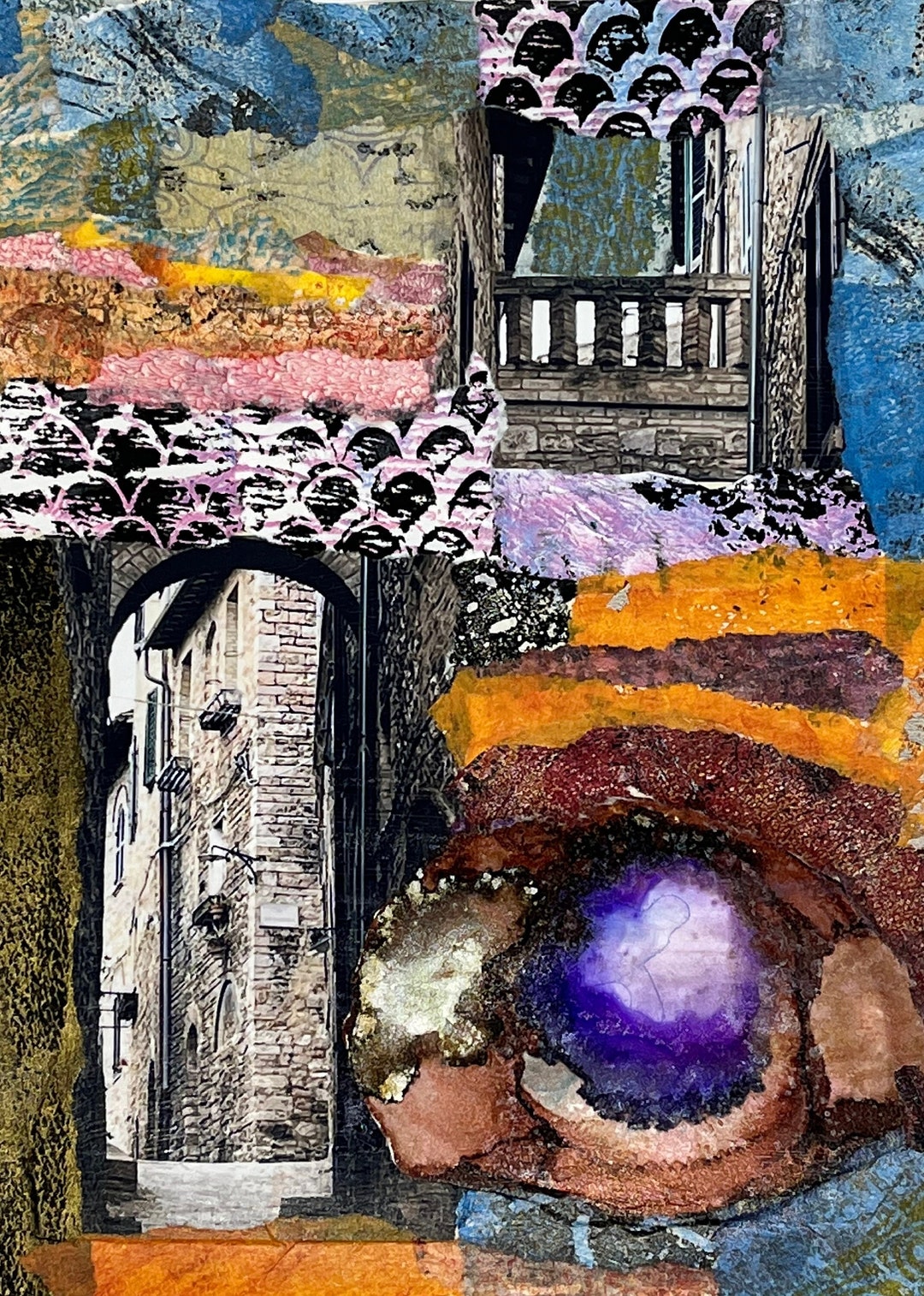 Mixed Media Art Abstract Handmade Paper and Photo Collages - Old ...
