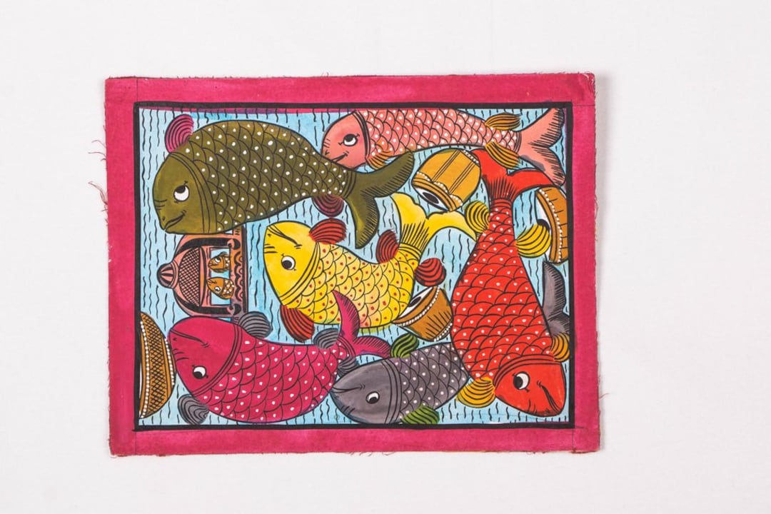 Traditional Patua Painting 9in X 7in Fish 2 - Etsy