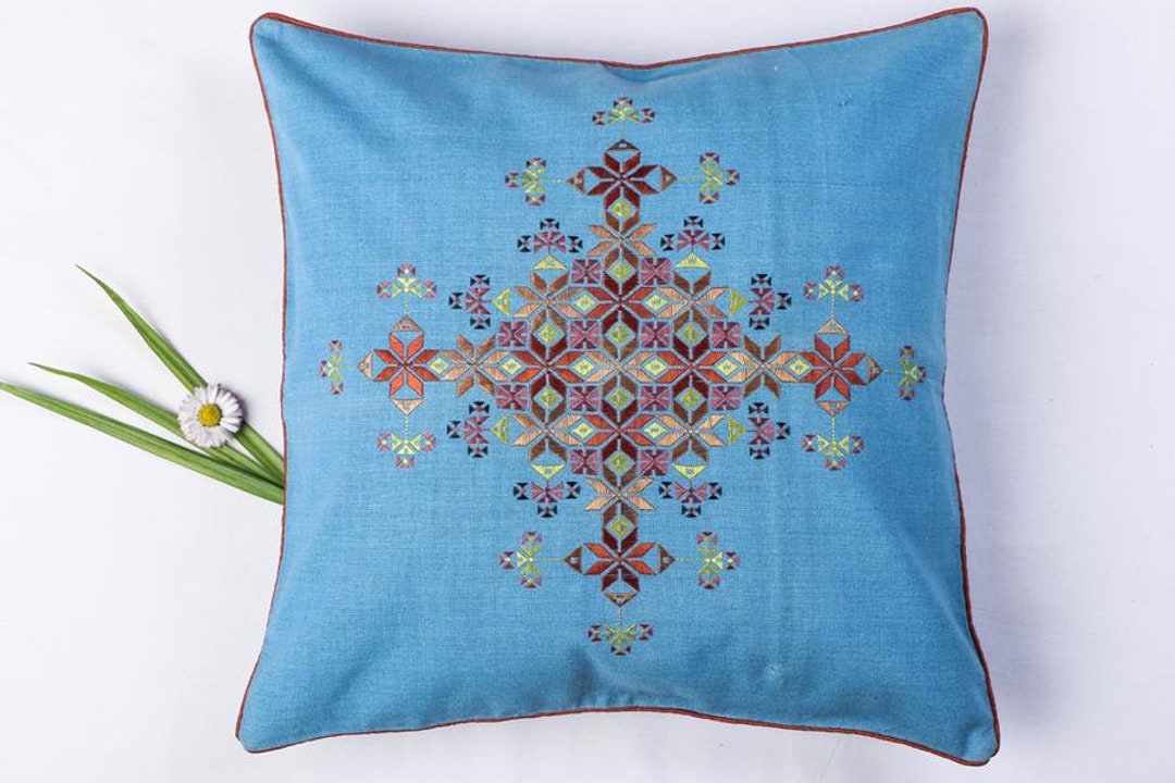 Soof Stitch Embroidery Pure Handloom Cotton Ethnic Cushion Covers 16in ...