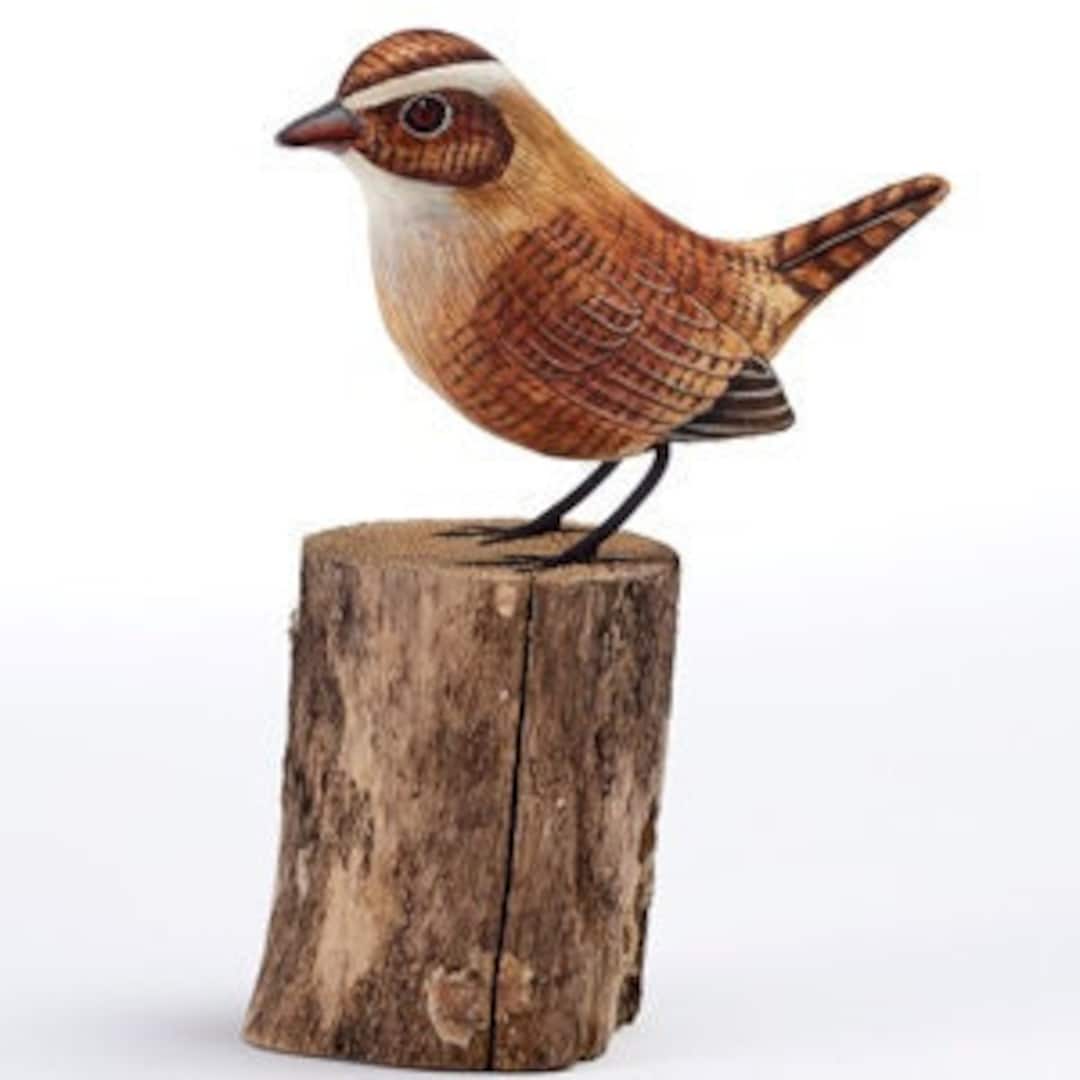 Wren - Painted Wooden Carving - Etsy