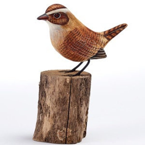 Wren Painted Wooden Carving - Etsy