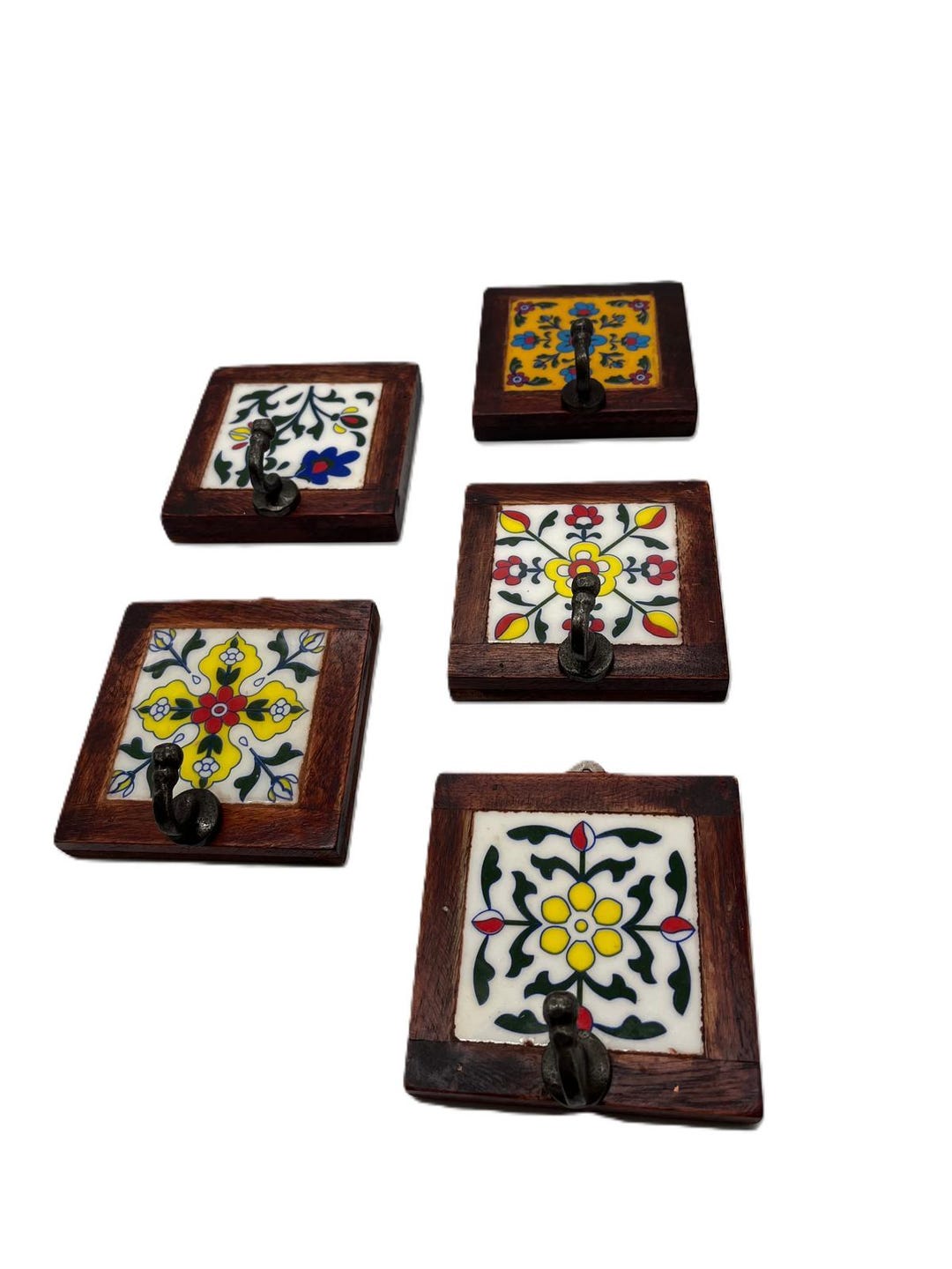 Original Blue Pottery Ceramic Tile Wall Hook Hangers (1 Peg) - 10cm by ...