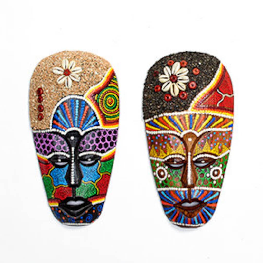 Mask - Sand, Shell and Dot Relief Painted (20cm) - Etsy