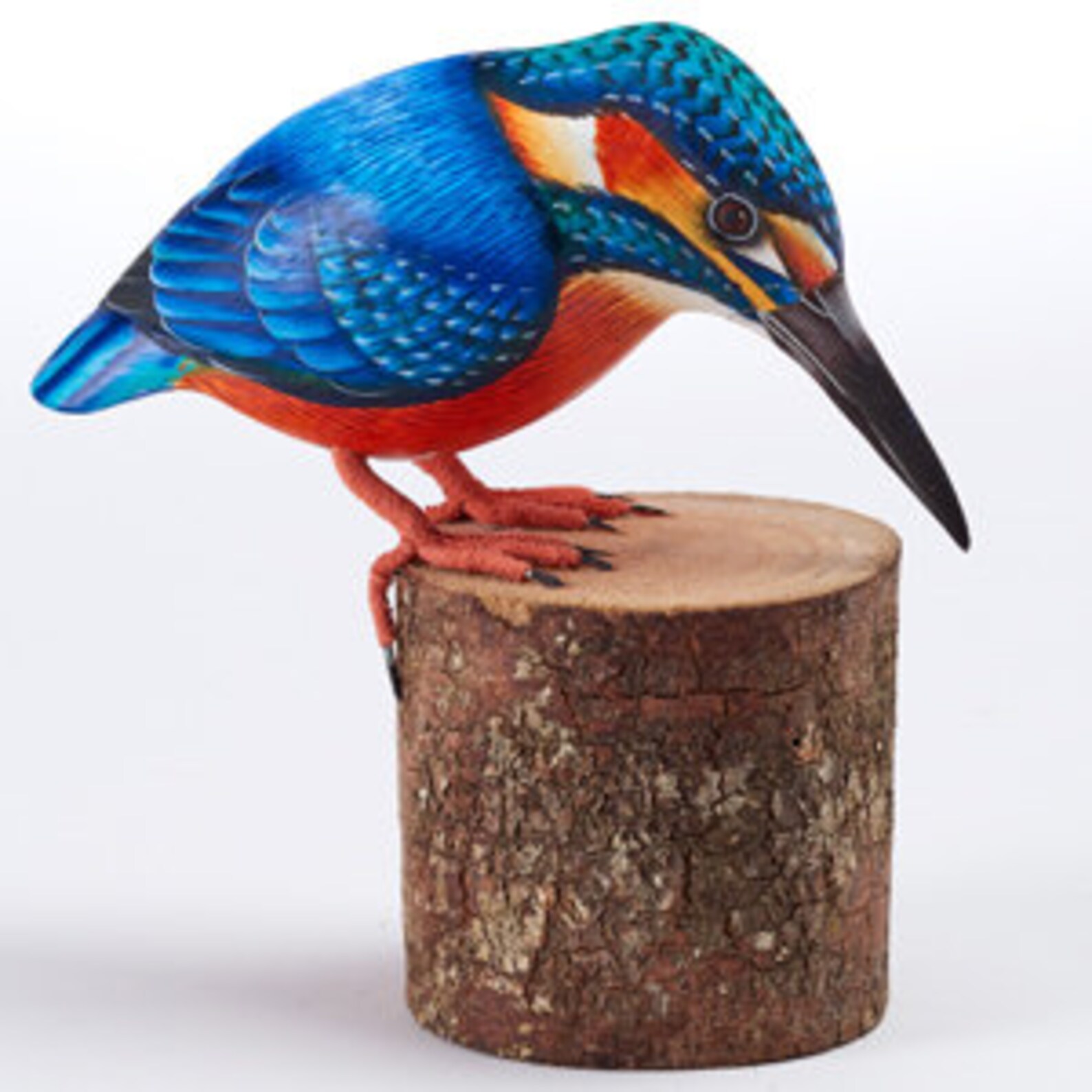 Kingfisher painted wooden carving | Etsy