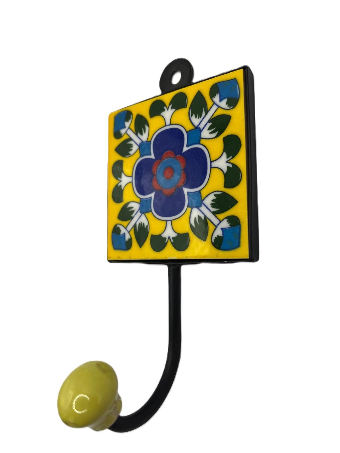 Original Blue Pottery Ceramic Tile Wall Hook Hangers (1 Peg) - 7.5cm by ...