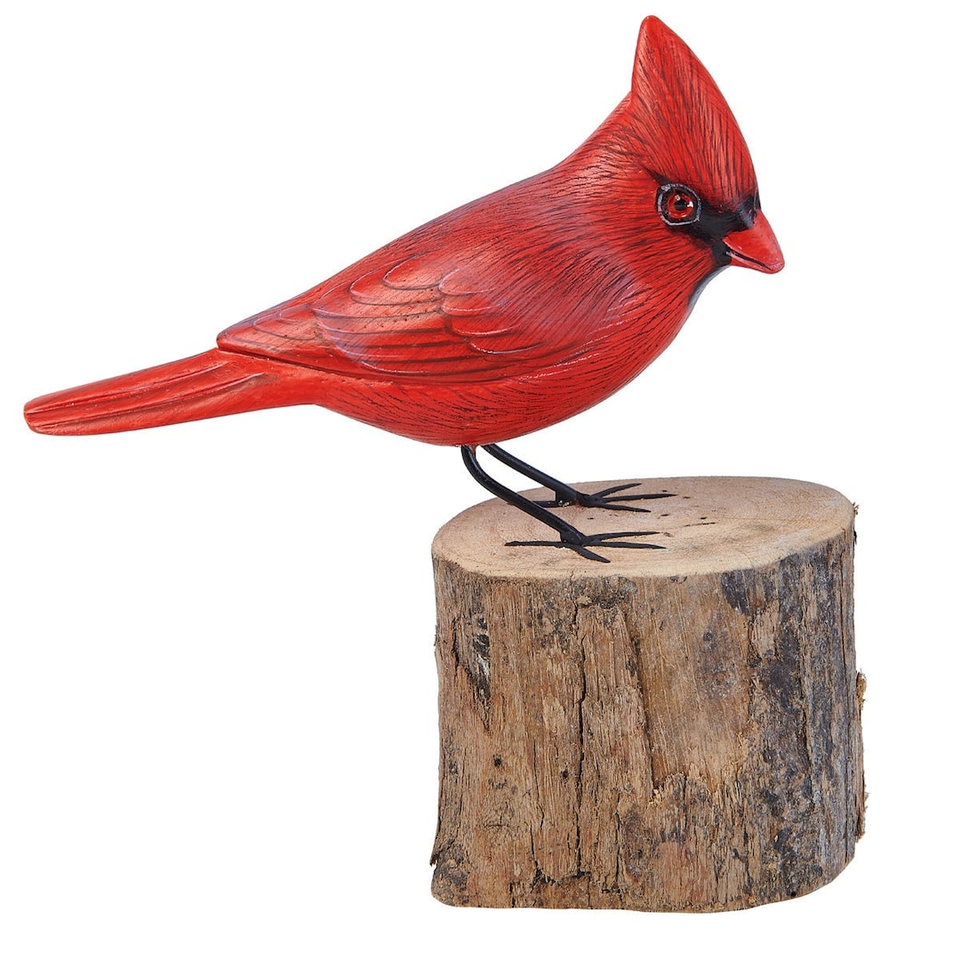 Painted Cardinal Bird Wooden Carving - Etsy