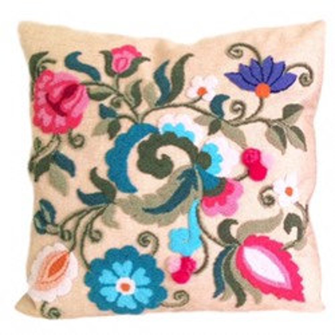 Russian Artisan Original Embroidery Punch Needle Cushion Cover 43cm X ...