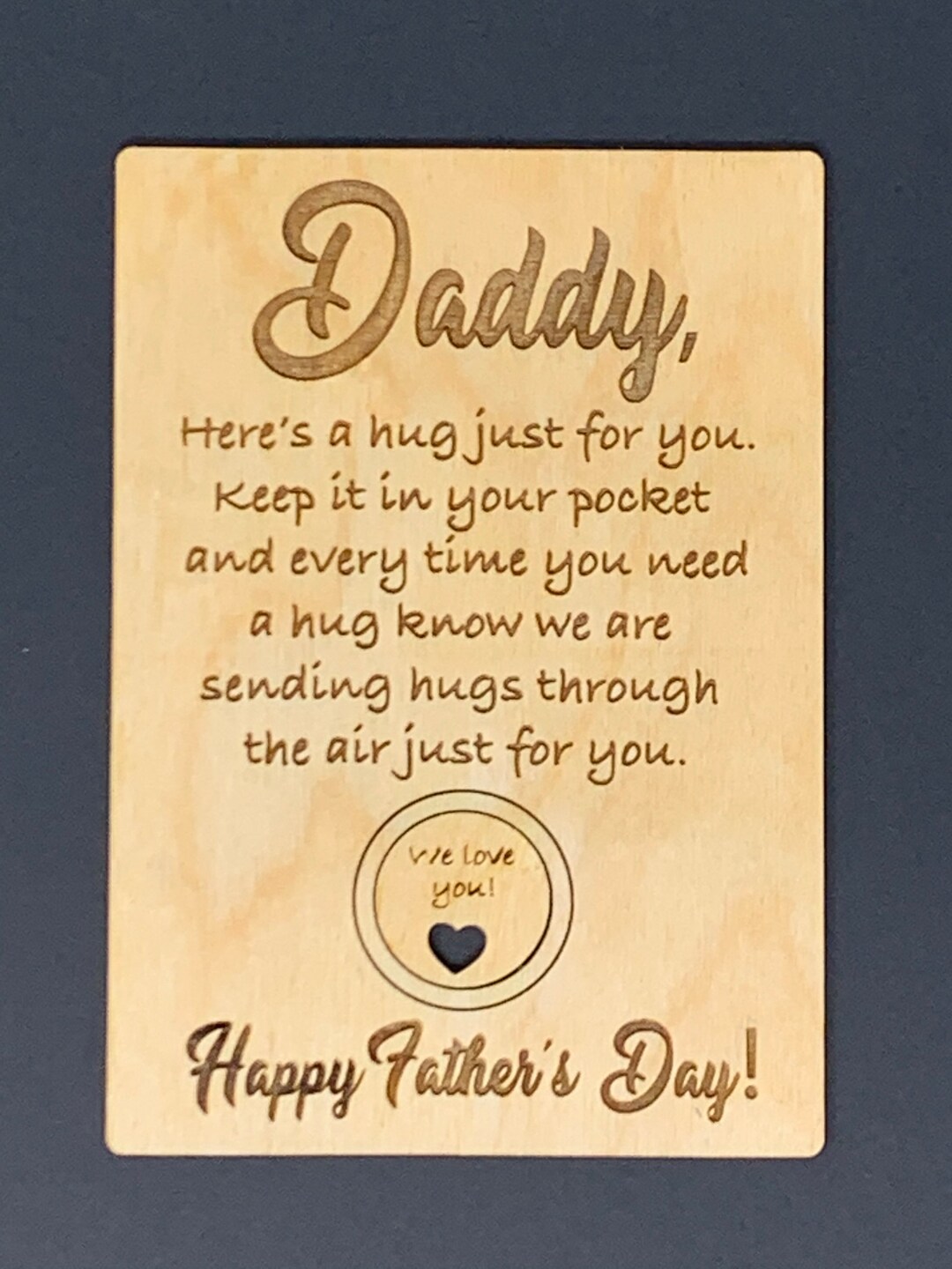 Personalized Father's Day Pocket Hug Wooden Postcard - Etsy