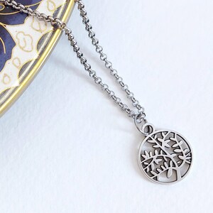 Silver Olive Tree Necklace, Small Round Cutout Leafy Branch Pendant - Etsy