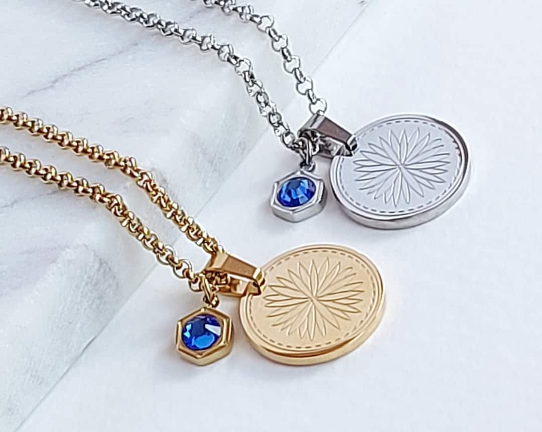 September Birth Flower Pendant, Aster Necklace in Gold or Silver With ...