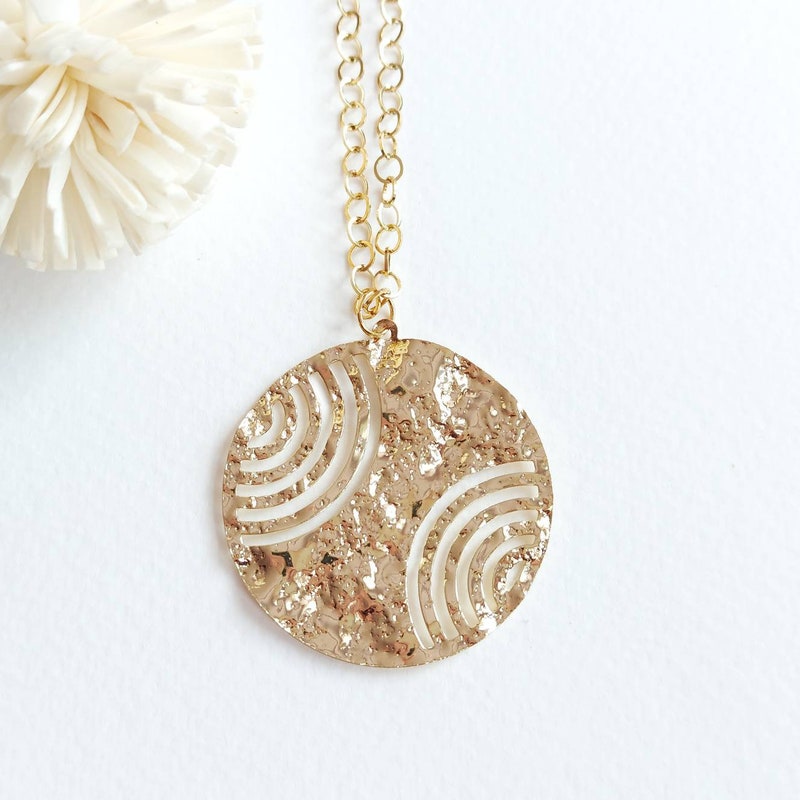 Gold Disc Pendant - Etsy