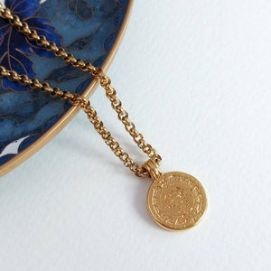 Mayan Coin Necklace in Antique Gold Maya Disc Pendant on a - Etsy