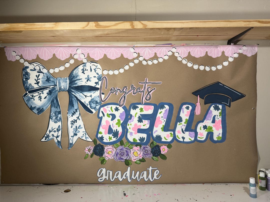 Custom Hand Painted Graduation Banner: 3x5 Personalized Party Backdrop ...