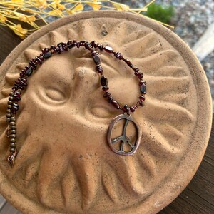 18in Long Peace Sign Necklace, Copper, Peace, Sign, Pendant, Purple ...