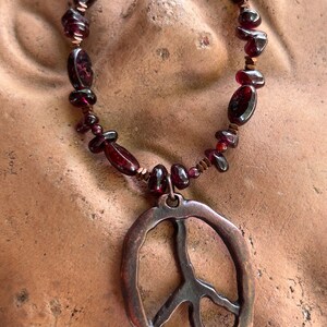 18in Long Peace Sign Necklace, Copper, Peace, Sign, Pendant, Purple ...