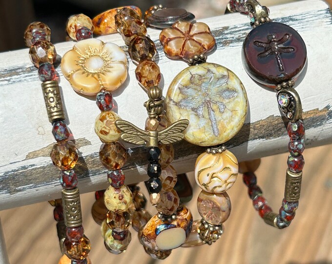 Stacked Set of Five, Stacked of Beautiful, Czech Beads. Set, a Five ...