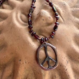 18in Long Peace Sign Necklace, Copper, Peace, Sign, Pendant, Purple ...
