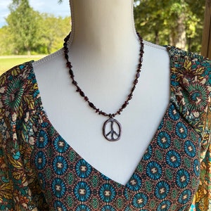 18in Long Peace Sign Necklace, Copper, Peace, Sign, Pendant, Purple ...