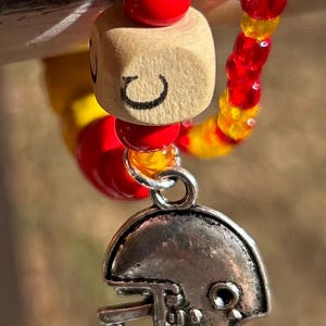 Kansas City Chiefs, Stack Set of Four Charm Bracelet. Wood and Glass ...