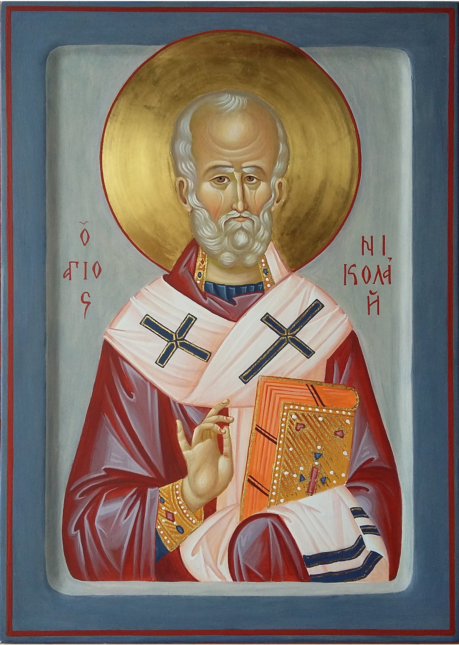 Saint Nicholas, Hand Painted Byzantine Icon 20 X 30 Cm - Etsy