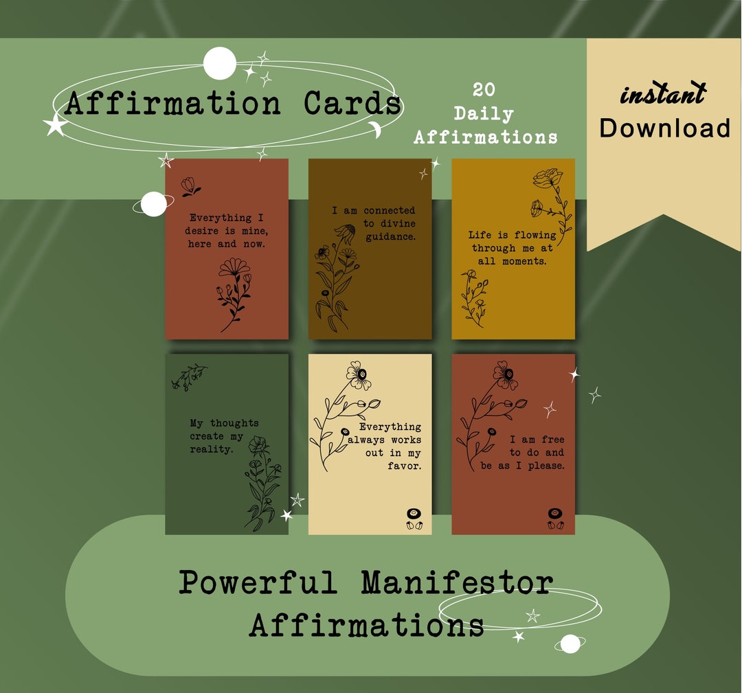 20 Affirmation Cards Digital Download Manifestation Affirmation Deck ...