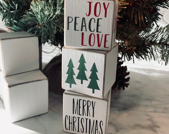 Handcrafted Wood Block Home Decor | CHRISTMAS | Hand Painted | Holiday ...