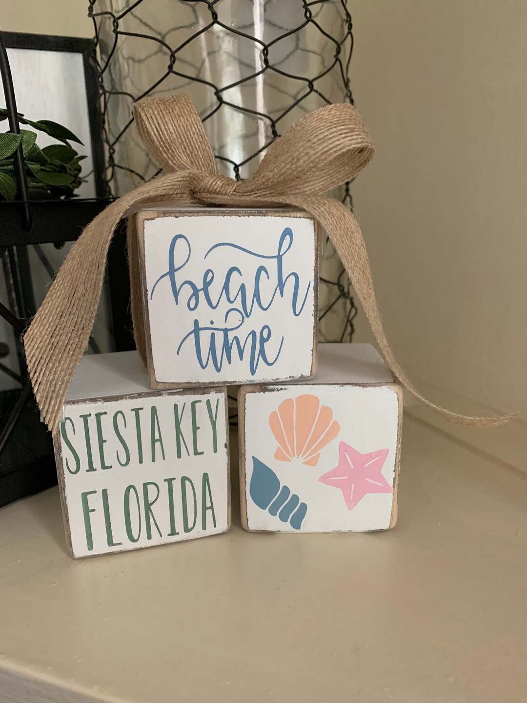 Handcrafted Wood Block Home Decor BEACH - Etsy