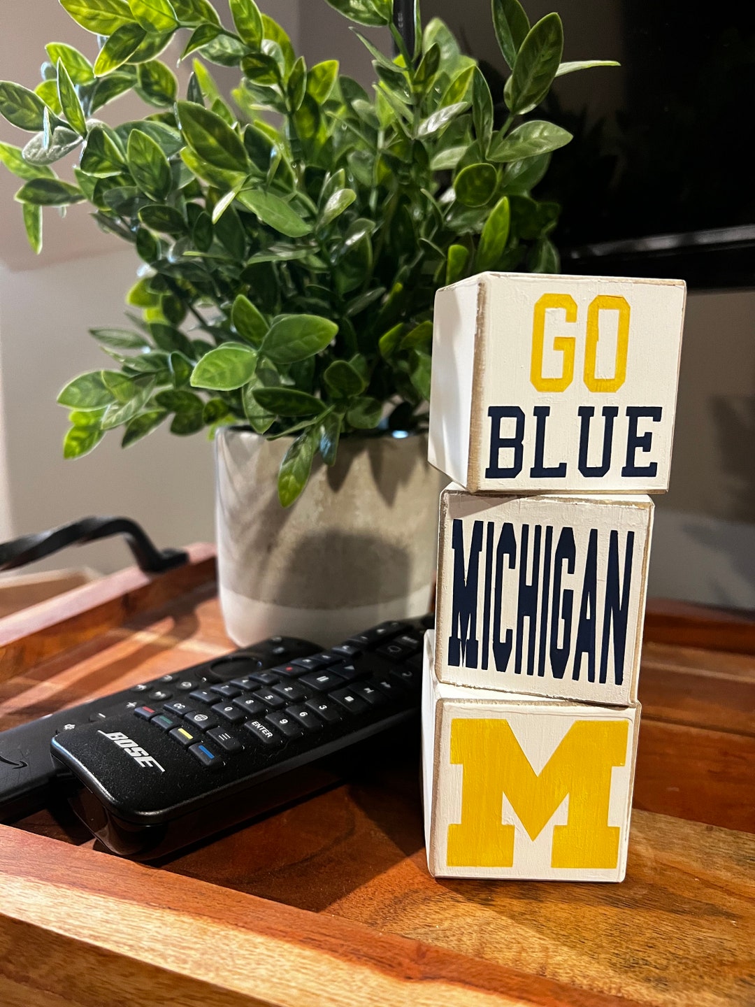 Handcrafted Wood Block Home Decor | UNIVERSITY OF MICHIGAN | Hand ...