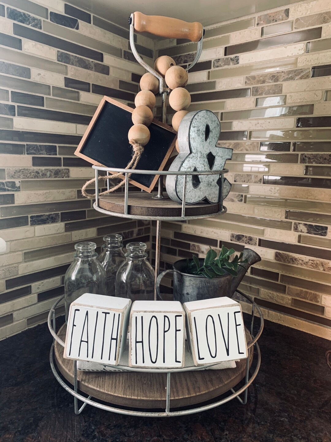 Handcrafted wood block home decor FAITH HOPE LOVE - Etsy.de