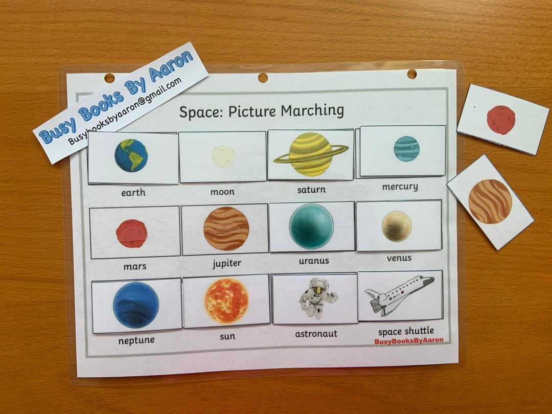 Busy Book Printable Activity: Space (word and Picture Matching) - Etsy