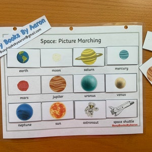 Busy Book Printable Activity: Space (word and Picture Matching) - Etsy
