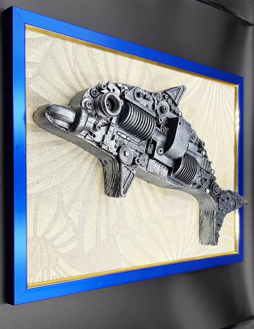 Steampunk Sea Life Wall Art, Framed Silver Dolphin, Steampunk Home ...