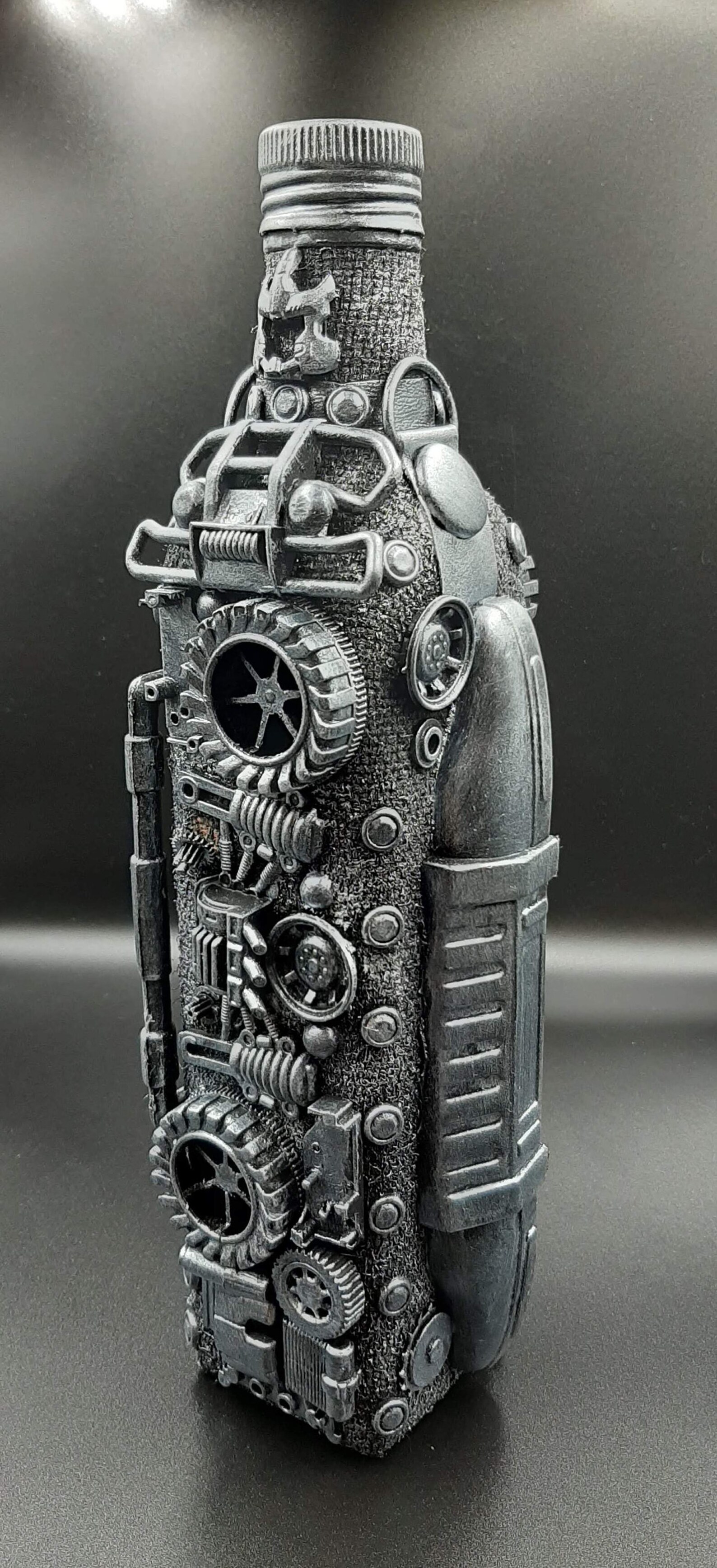 Glass Beautiful Bottle 0.5 Liter Decorated With Robot-like Ornament ...