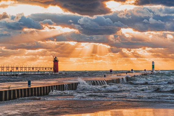 Clouds Waves and Sun South Haven Photo South Haven - Etsy
