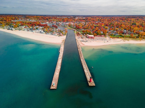Fall on the Lake South Haven Drone Photo | Etsy
