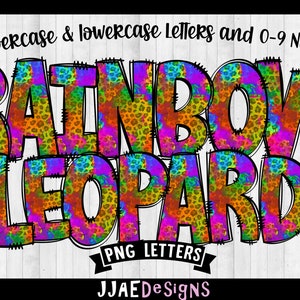 Rainbow Leopard PNG Letters, Colorful Leopard Doodle Alphabet, PNG ...