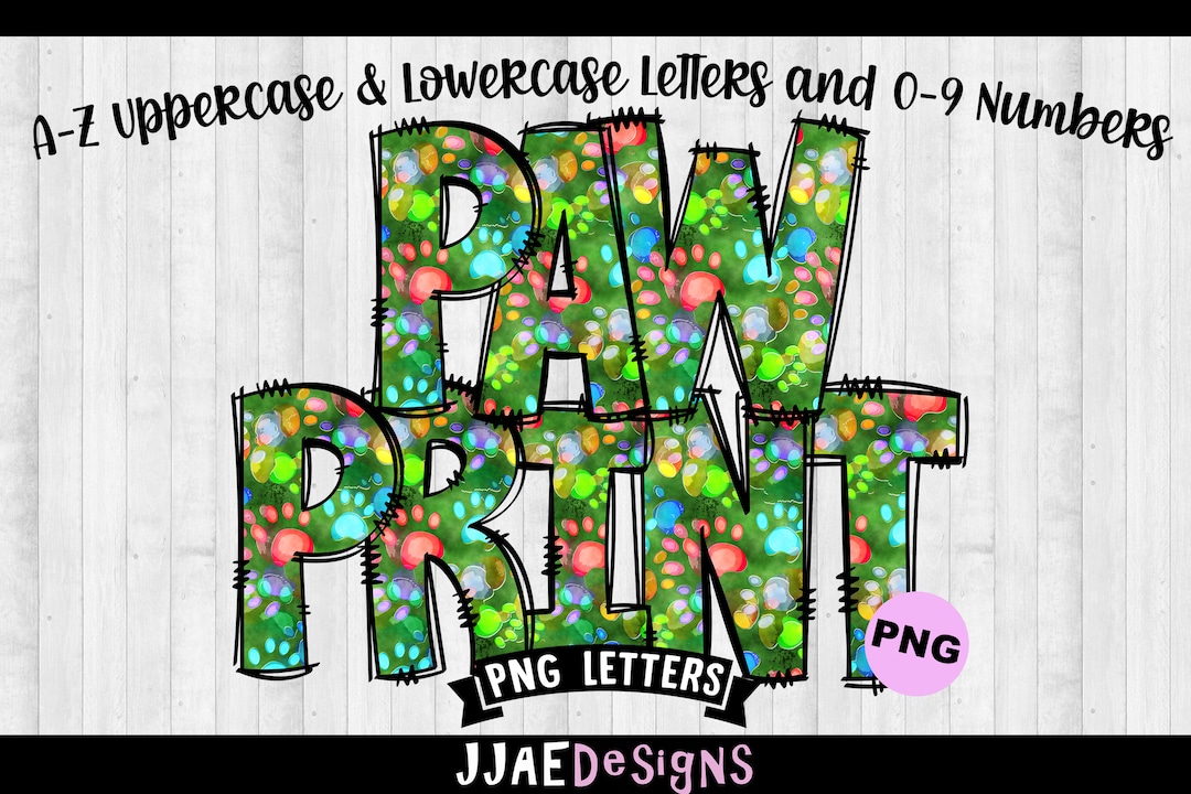 Pawprint Doodle Letters, Pet Sublimation Alphabet Bundle, Pawprint Pet ...