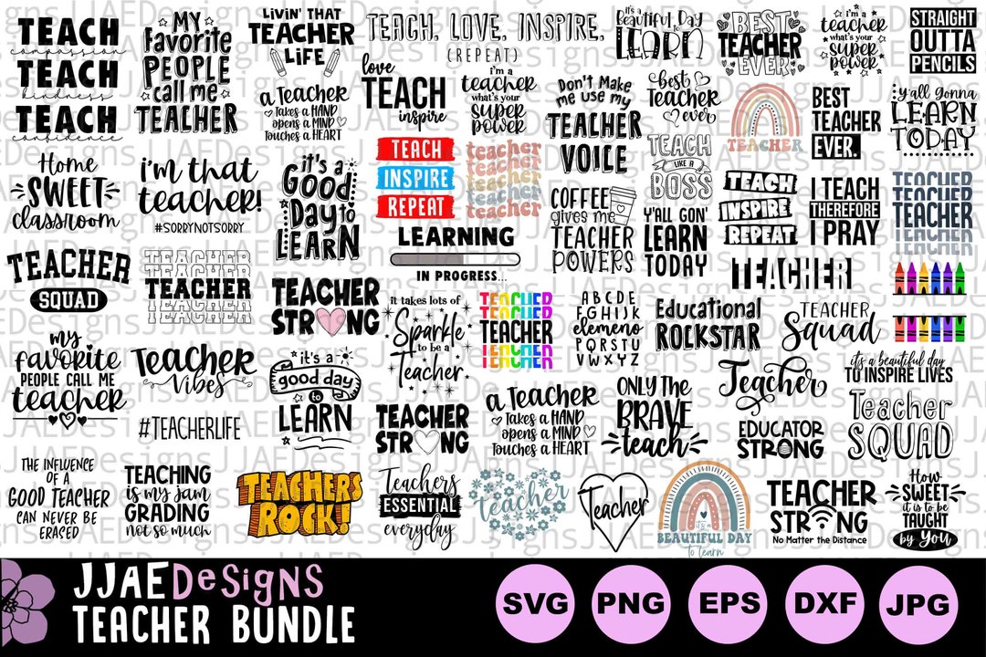 Teacher Svg Bundle, Teacher Svg, Teacher Quote Svg, Teacher Shirt Svg ...