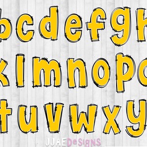 Yellow PNG Letters, Doodle Yellow Alphabet, PNG Doodle Letters Set PNG ...