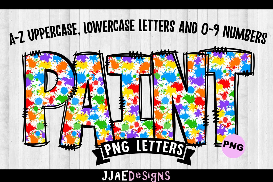 Paint Doodle Letters, Colorful Doodle Sublimation Alphabet Bundle ...