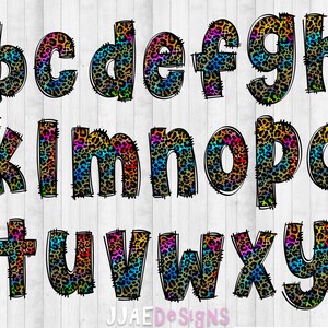 Leopard PNG Letters, Colorful Leopard Doodle Alphabet, PNG Doodle ...