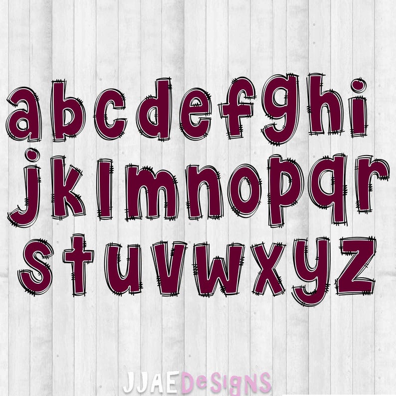 Maroon PNG Letters, Doodle Maroon Alphabet, PNG Doodle Letters Set PNG ...