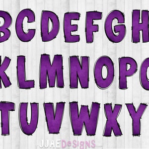 Purple PNG Letters, Doodle Purple Alphabet, PNG Doodle Letters Set PNG ...