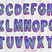 Watercolor PNG Letters, Purple Blue Doodle Sublimation Alphabet, Blue ...