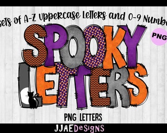 Halloween Doodle Alphabet Letters 5 Full Spooky Gothic Alpha - Etsy