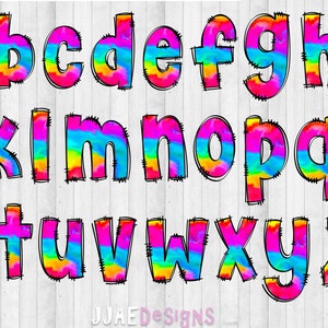 Rainbow Watercolor PNG Letters, Doodle Sublimation Alphabet Bundle ...
